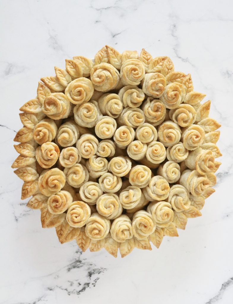 Maple Bourbon Apple Rose Pie - patterns & prosecco